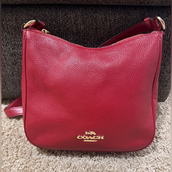 Coach | Bags | Coach Ellie Cherry Red Pebble Leather File Crossbody Bag ...